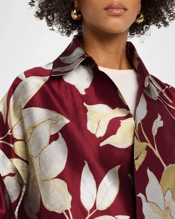 Eskandar Sloped Shoulder Wide A-line Open Jacket With Collar 3/4 Length