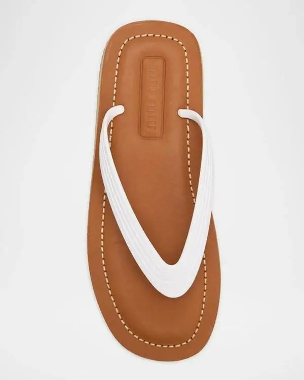 Miu Miu Logo Flat Thong Sandals - Bianco