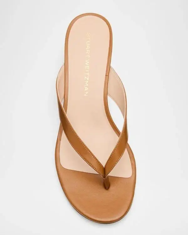 STUART WEITZMAN Rio Leather Kitten-heel Thong Sandals