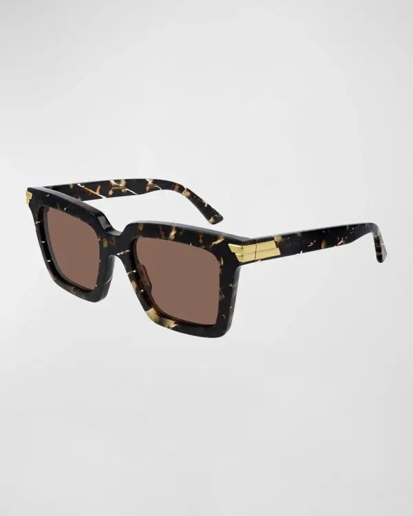 Bottega Veneta Chunky Square Acetate Sunglasses - Brown