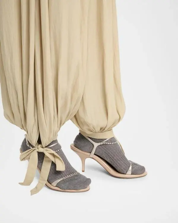 Chloé Balloon Trousers With Tie Details - Hay Green
