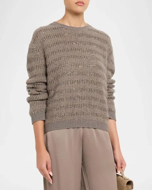 Fabiana Filippi Sequin Striped Wool-mohair Sweater