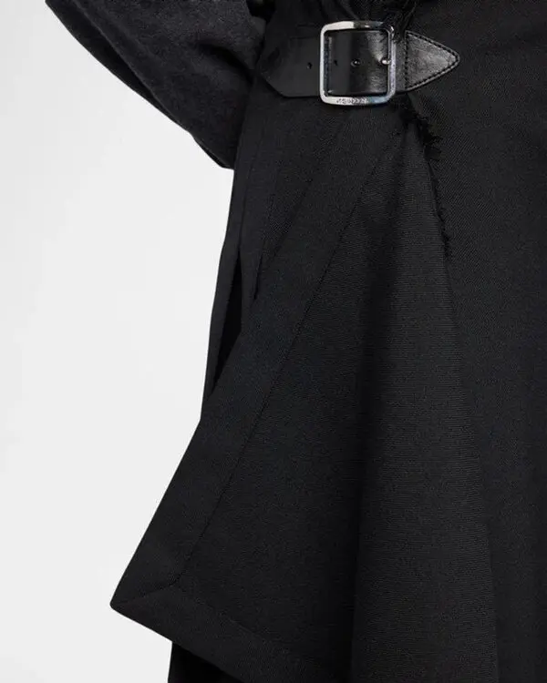 Alexander McQueen Apos;s Uniform Wool Asymmetric Pleated Wrap Skirt