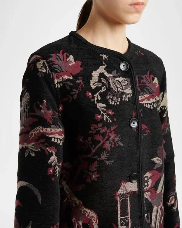 Etro Toile Brocade Single-breasted Long Coat