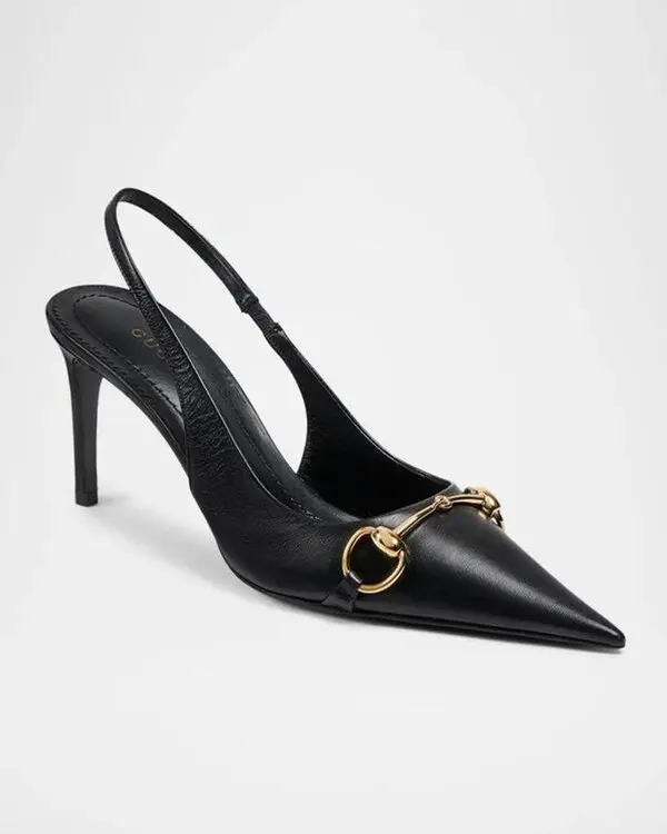 Gucci Primavera Donna 80mm Leather Slingback Pumps