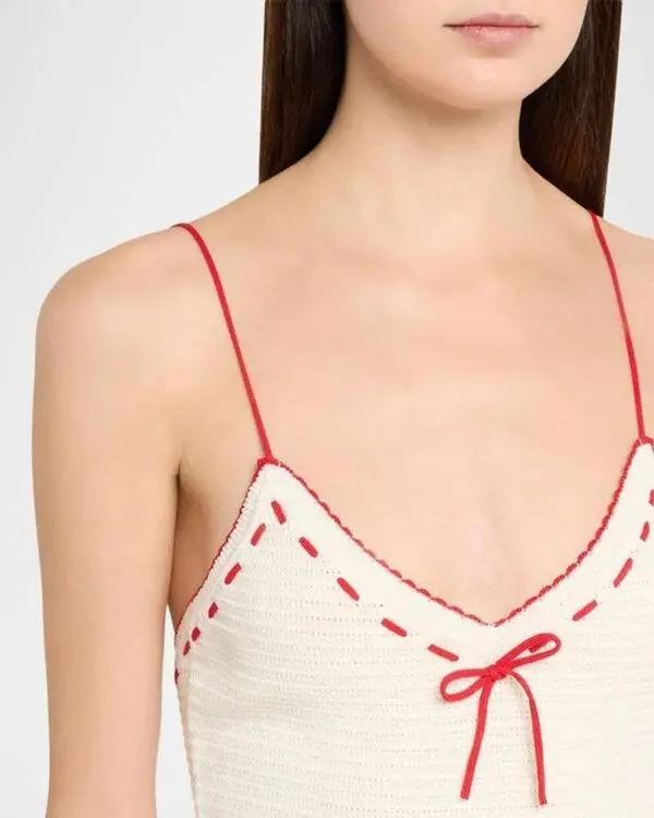 LoveShackFancy Yelena Cherry-embroidered Crochet Mini Dress - Cherry Sai