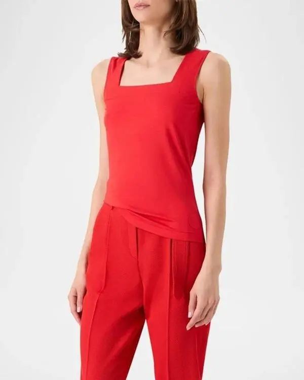 Akris Square-neck Modal Stretch Jersey Tank Top - Red