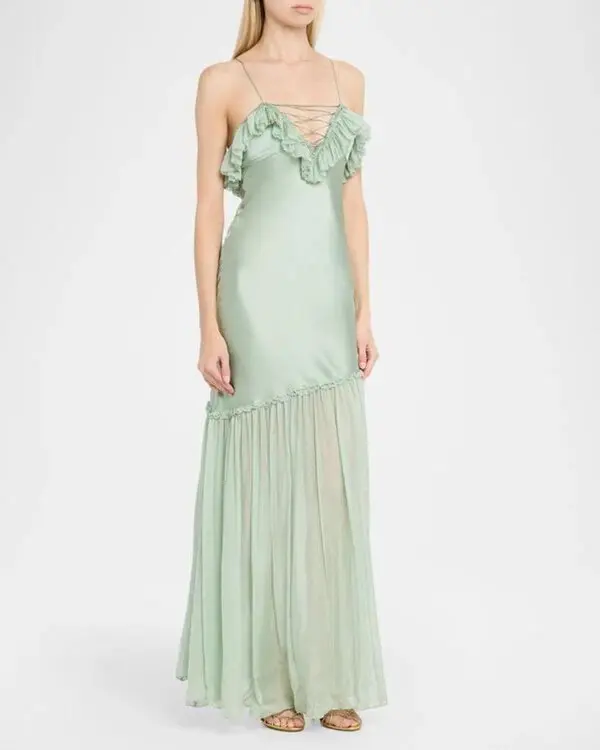 Ulla Johnson Elaria Sleeveless Silk Ruffle Gown