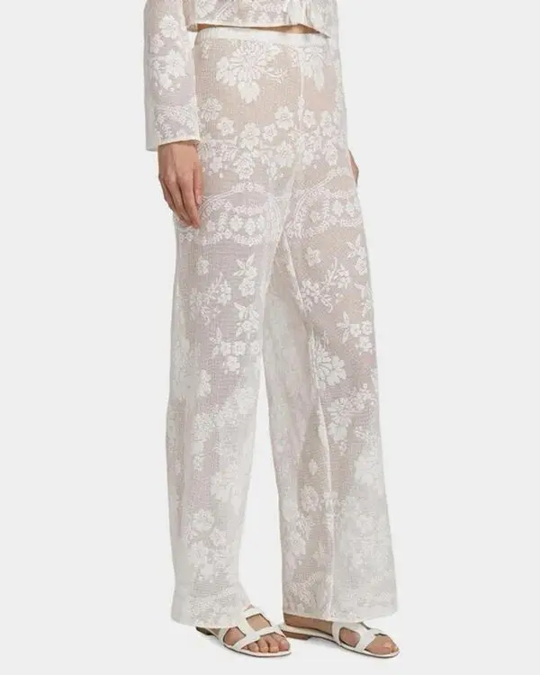 LoveShackFancy Jessia Cotton-blend Wide-leg Pants
