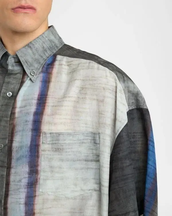 Giorgio Armani Apos;s Abstract Cotton And Silk Short-sleeve Shirt