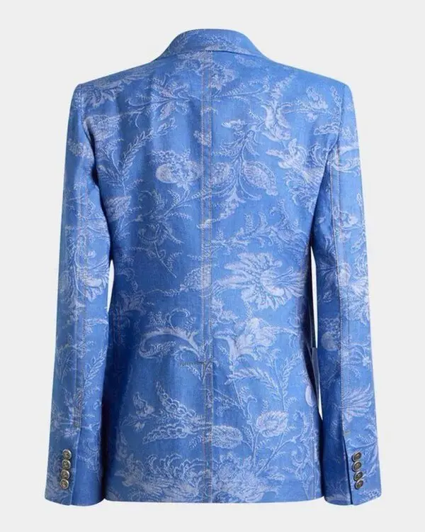 Etro Paisley Denim Jacquard Single-breasted Jacket