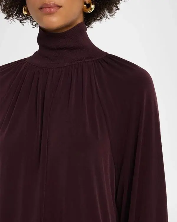Vince Gathered Turtleneck Top - Plum