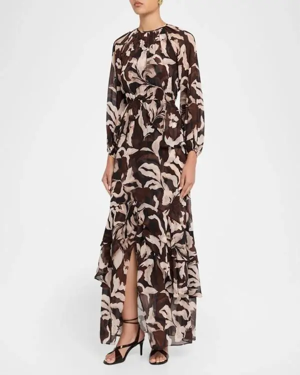 Misa Sanaz Ruffle-hem Maxi Dress