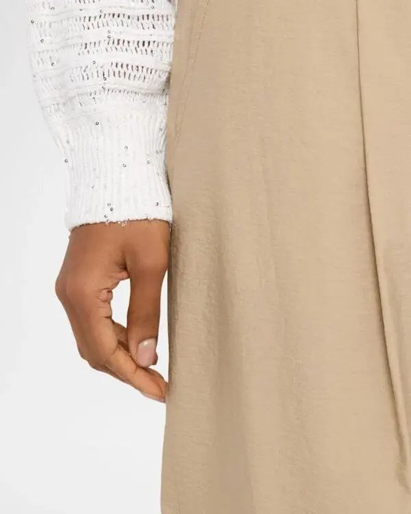 Brunello Cucinelli Elastic-waist Wide-leg Ankle Pants - C8690 Coff