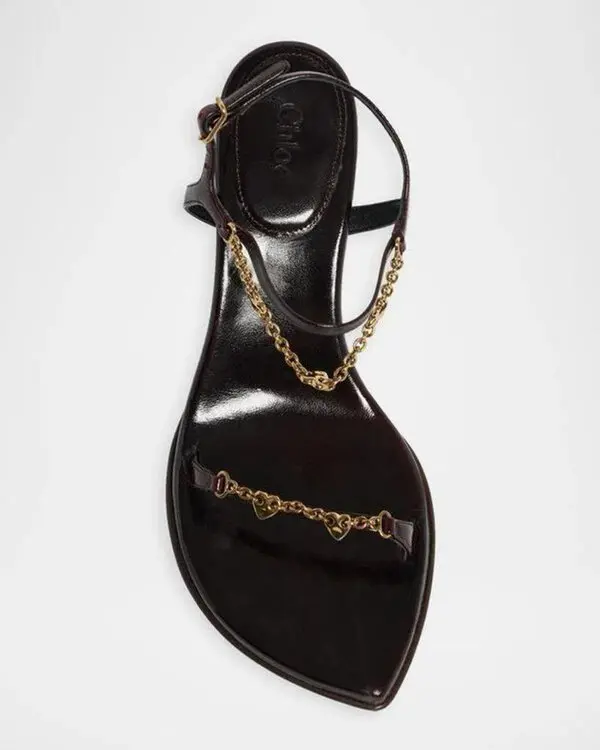 Chloé 80mm Zia Patent Leather Ankle-strap Sandals