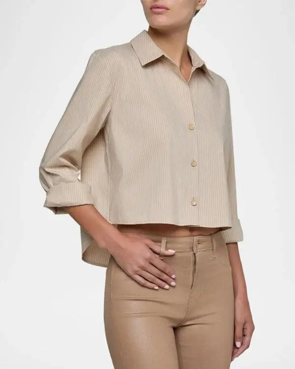 L & APOS;AGENCE Cosette Cropped Button-front Shirt