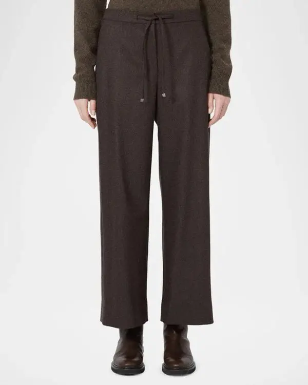 Max Mara Floria Wool Straight-leg Ankle Drawstring Pants