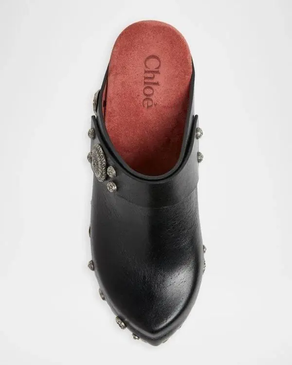 Chloé 70mm Talis Studded Leather Clogs