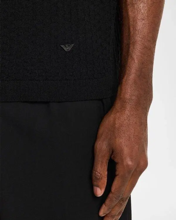 Emporio Armani Apos;s Wool Honeycomb Jacquard Short-sleeve Sweater
