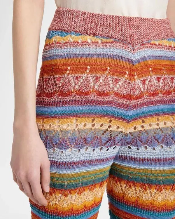 Etro Striped Open Knit Flare Trousers