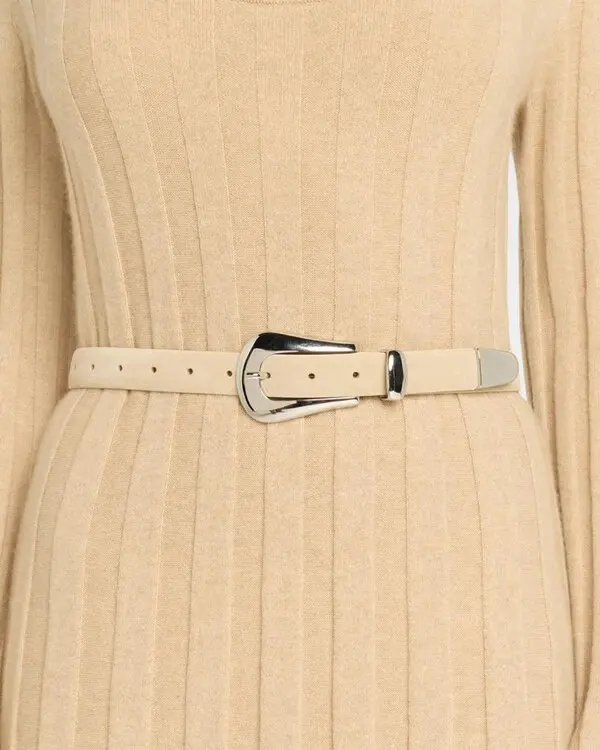 DEHANCHE Colette Suede Belt - White Silver
