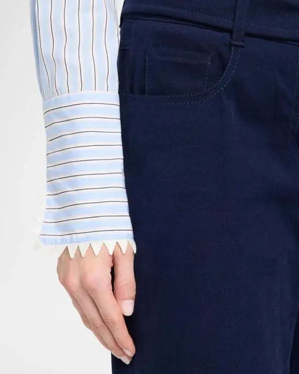 MAISON COMMON Belted Cotton Flared Trousers