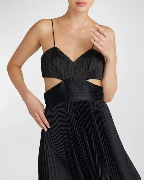 AMUR Elodie Pleated Long Cutout Gown