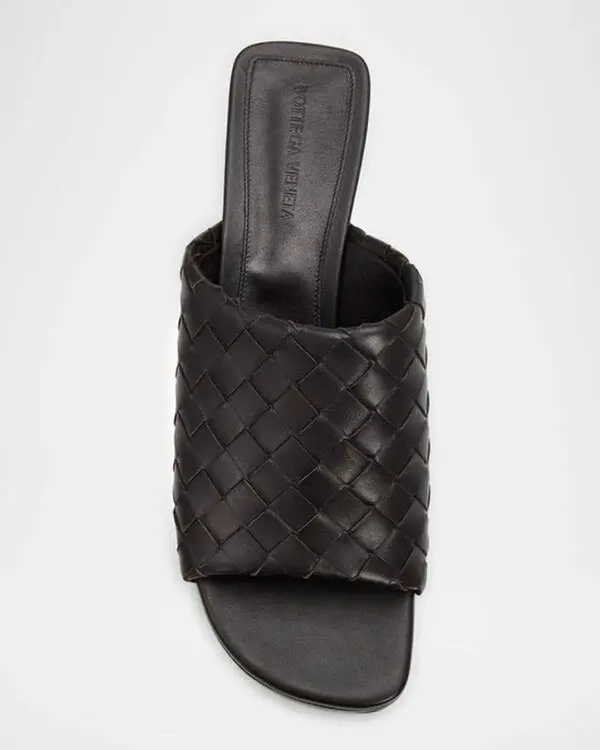 Bottega Veneta 70mm Rosita Intrecciato Leather Wedge Mules - Espresso