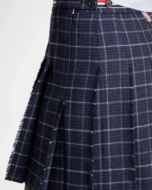 Thom Browne Windowpane Wool Mini Skirt - Navy