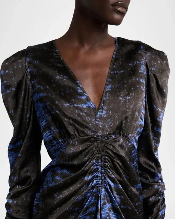 Isabel Marant Étoile Albini Snake-print Ruched Silk Midi Dress - Midnight