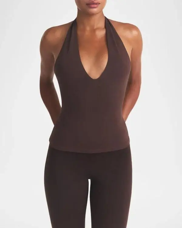 SKIMS Low-back Plunging Halter Top
