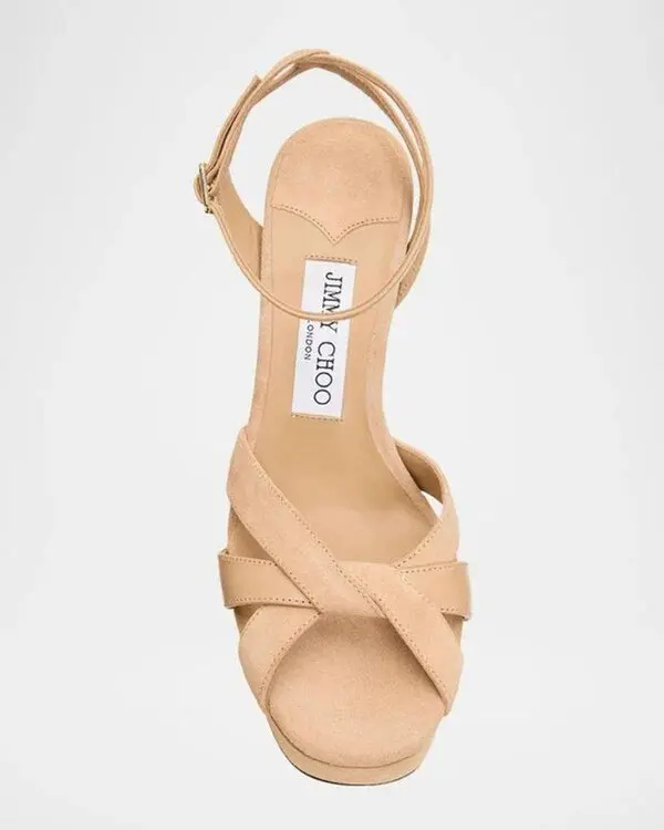 JIMMY CHOO 120mm Kove Mixed Leather Platform Sandals