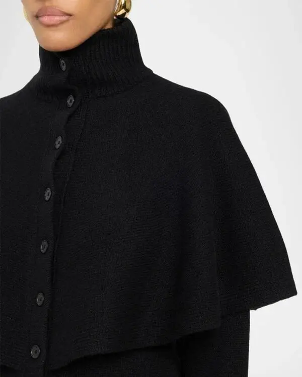 Vince Wool-blend Turtleneck Cape - Black