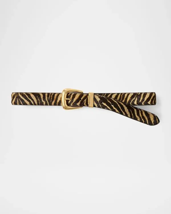 Veronica Beard Arch Ziger Calf Hair Belt - Tan Multi