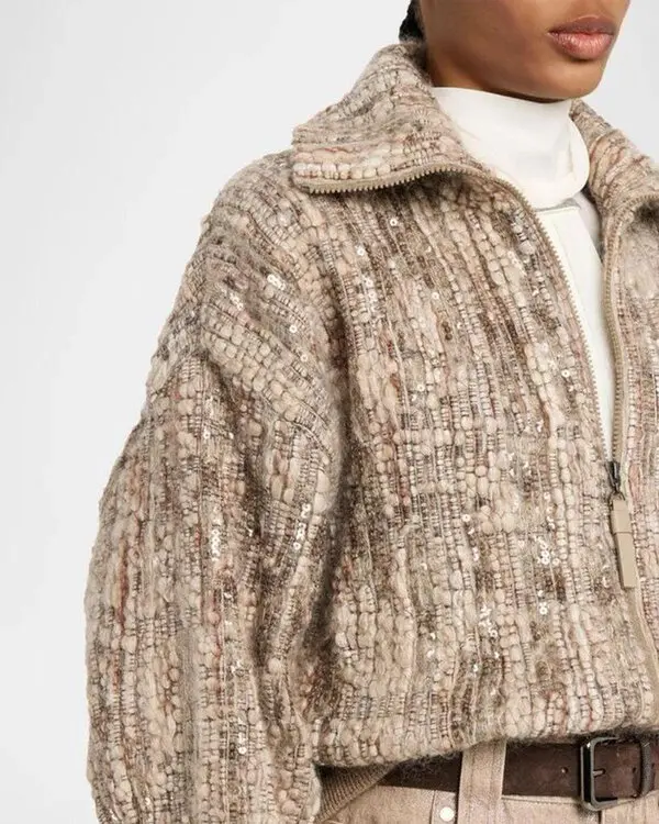 Brunello Cucinelli Sequined Mohair Cardigan