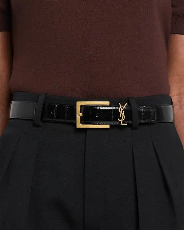 Saint Laurent Cassandre Belt In Eel Leather