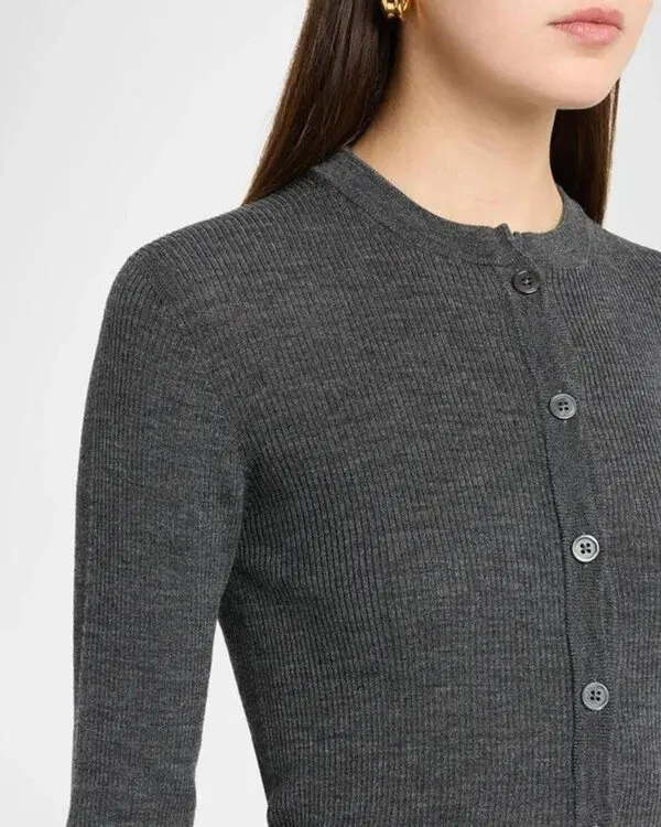 Thom Browne Rib-knit Wool Cardigan - Medium Grey