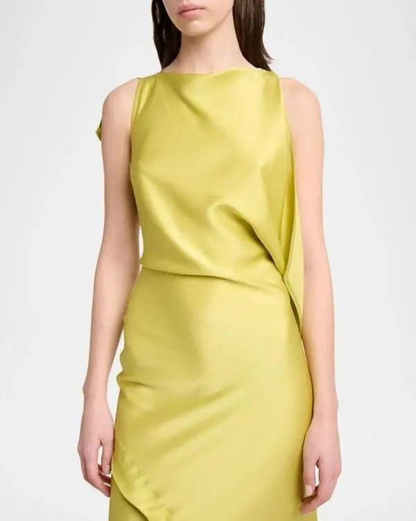 Victoria Beckham Sleeveless Draped Satin Gown