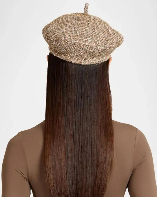 Eugenia Kim Carter Tweed Beret - Camel/gold