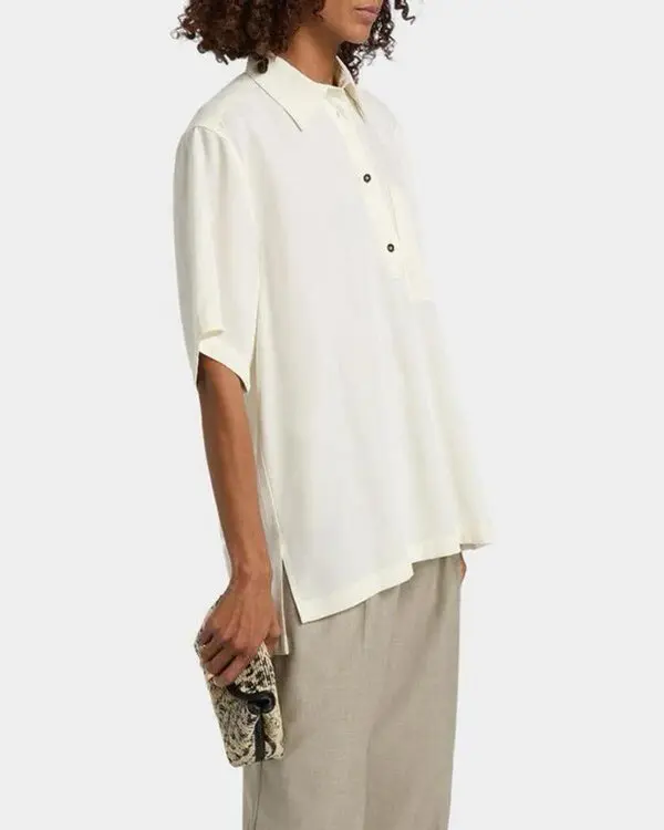 TOTEME Oversized Polo Shirt - Ecru