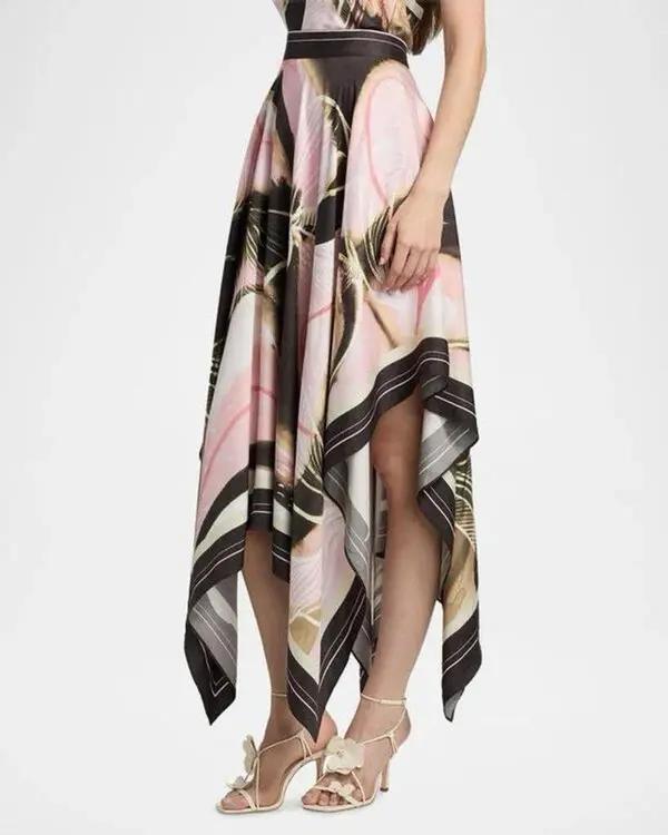 AMUR Letty Printed Scarf Midi Skirt