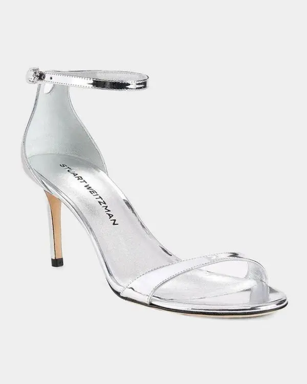 STUART WEITZMAN 75mm Nudist Ii Metallic Leather Ankle-strap Sandals