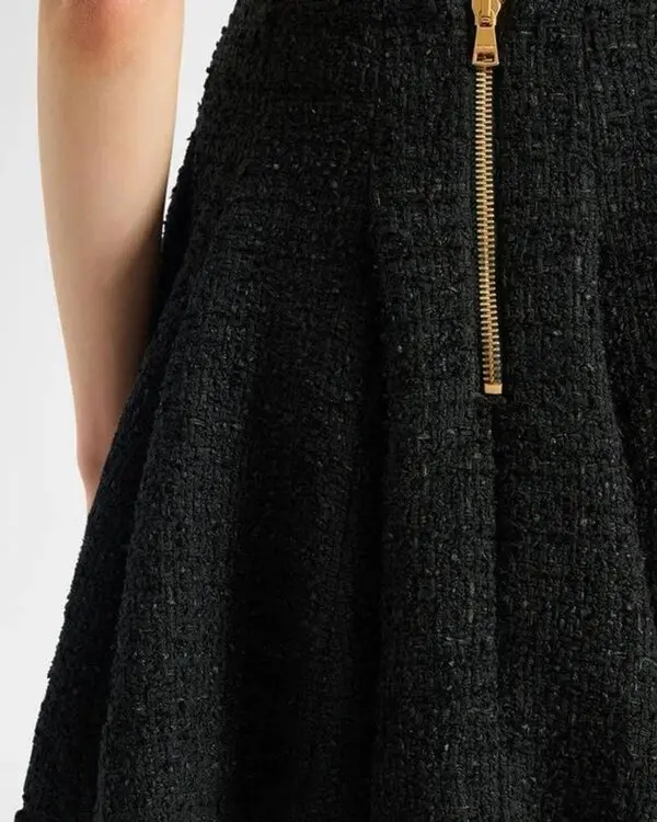 Balmain Double-breasted Tweed Flare Mini Skirt - Noir