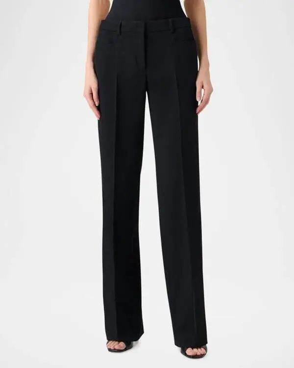 Akris Mikka Wool Tricotine Straight-leg Pants - Black