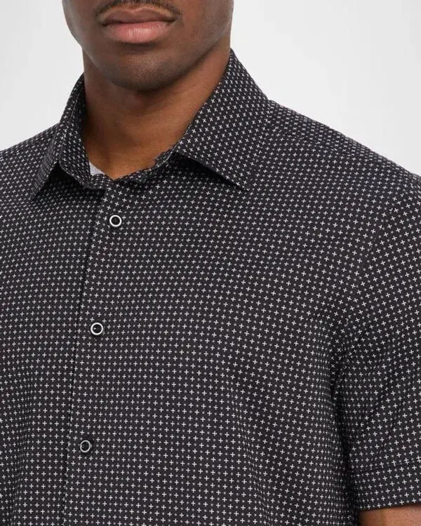 Bugatchi Apos;s Miles Ooohcotton Geometric Short-sleeve Shirt