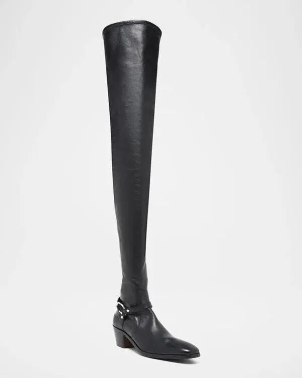 ORA 45mm Leather Over-the-knee Boots - Black