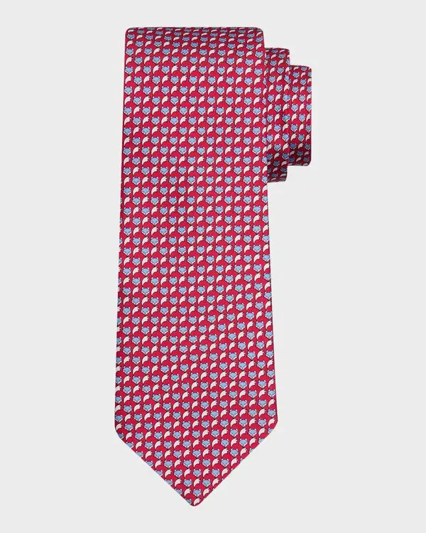 FERRAGAMO Apos;s Fox Face And Tail Silk Tie - Rosso