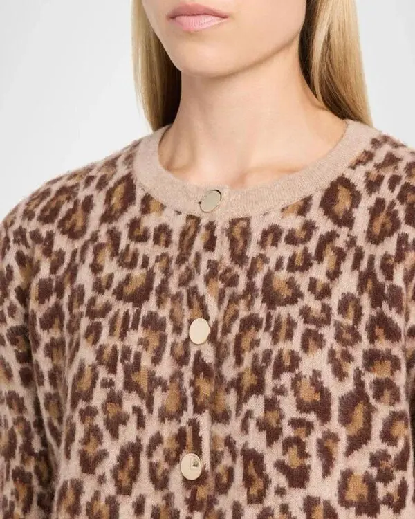 Sablyn Char Leopard Shrunken Cashmere Cardigan
