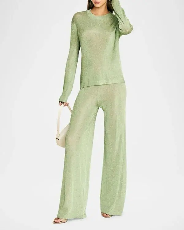 SEROYA Sheldon Metallic Knit Pants