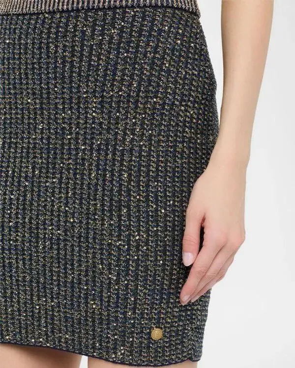 Balmain Glittered Tweed Mini Pencil Skirt